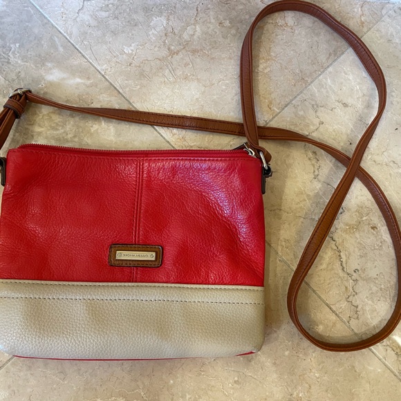 Tignanello | Bags | Tignanello Leather Red And Cream Crossbody ...